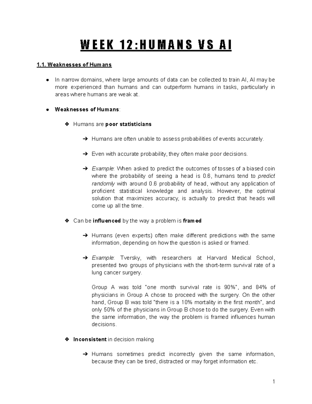 [ IT1244 ] Week 12 Humans VS AI Notes - W E E K 1 2 : H U M A N S V S A ...