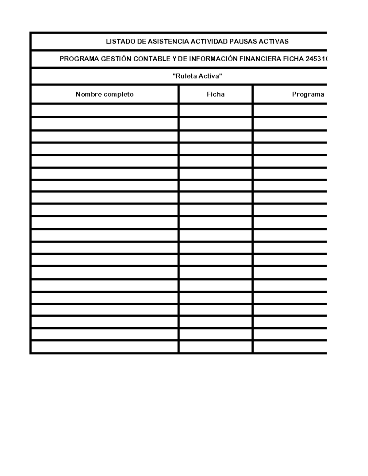 Planilla asistencia - plantilla - Producción multimedia - LISTADO DE ...