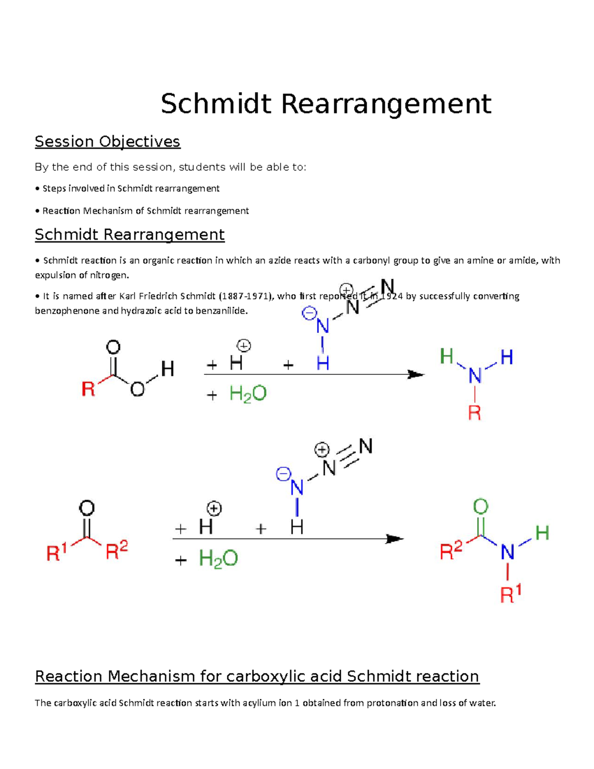 Chapter - 56 Schmidt Rearrangement - Schmidt Rearrangement Session ...