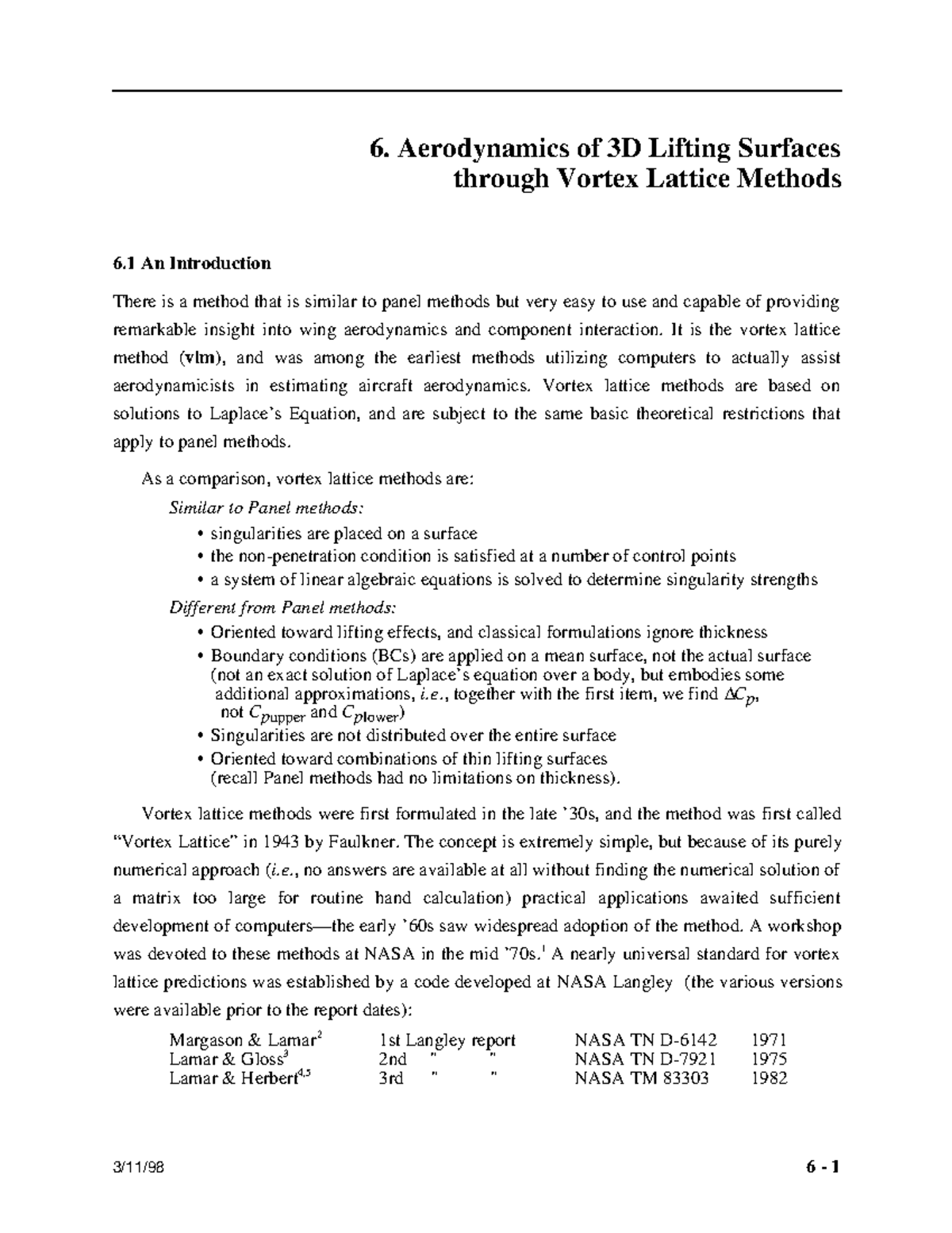 6 1 6 Aerodynamics of 3D Lifting Surface - 3/11/98 6 - 1 6 ...