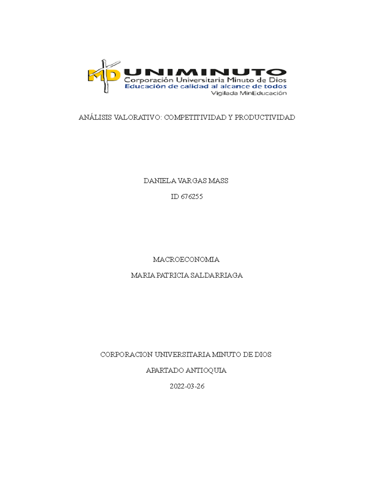 Análisis Valorativo Macroeconomia - ANÁLISIS VALORATIVO: COMPETITIVIDAD ...