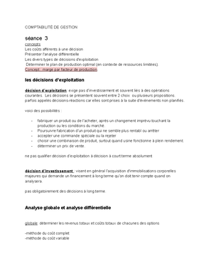 Résumé Comptabilité Intra - Résumé Comptabilité (INTRA) Séance 01 Coût ...