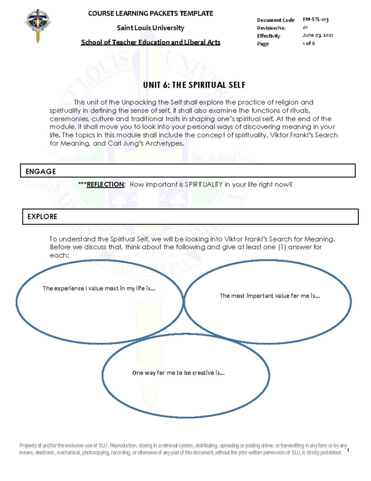 24 Gself- Module 2-UNIT 6-Spiritual Self - Property of and for the ...