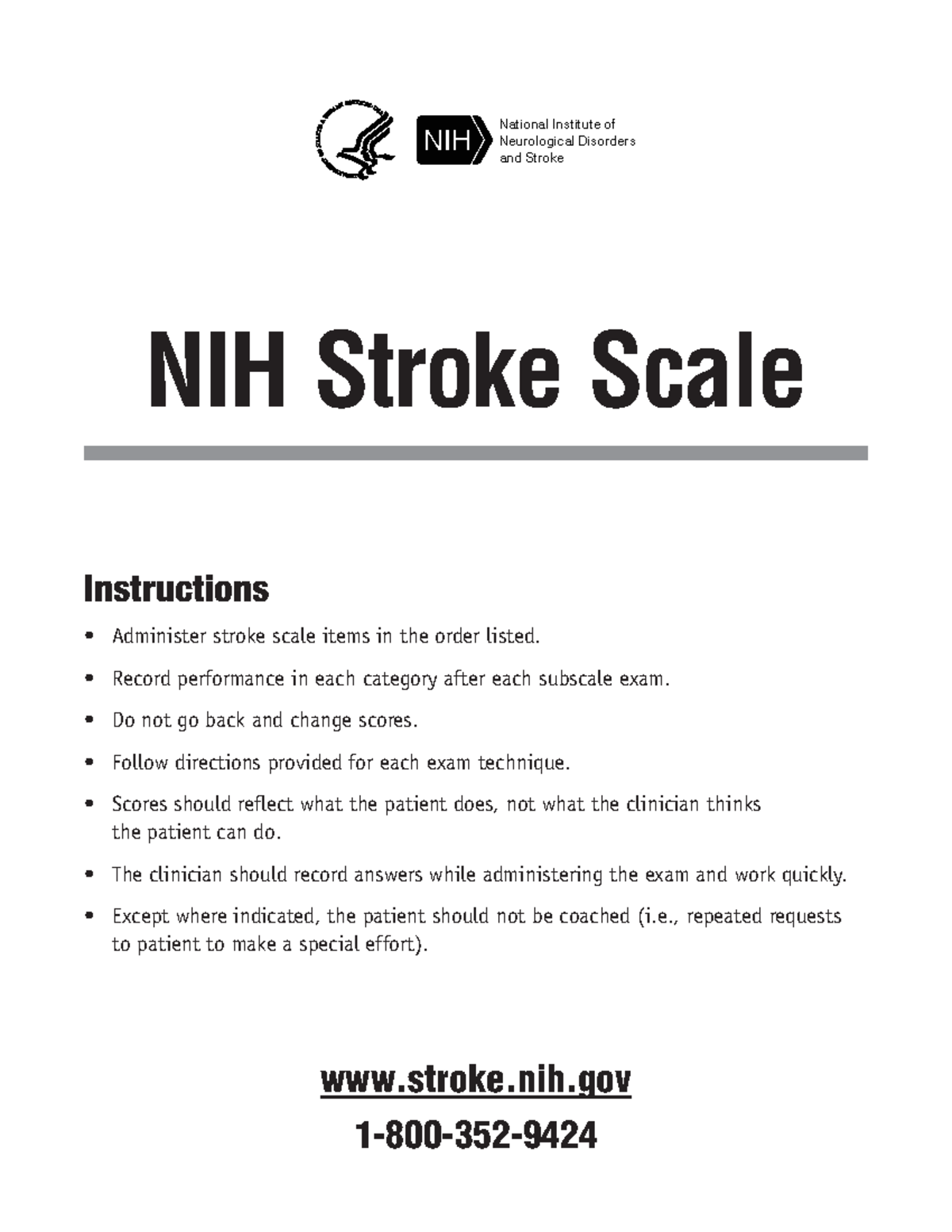 National stroke scale for all and more - NIH Stroke Scale National ...