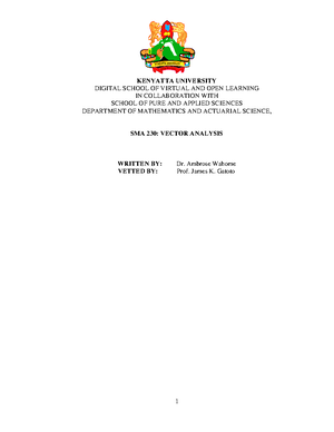 SMA 103 Analytical Geometry NOTES - KENYATTA UNIVERSITY INSTITUTE OF ...