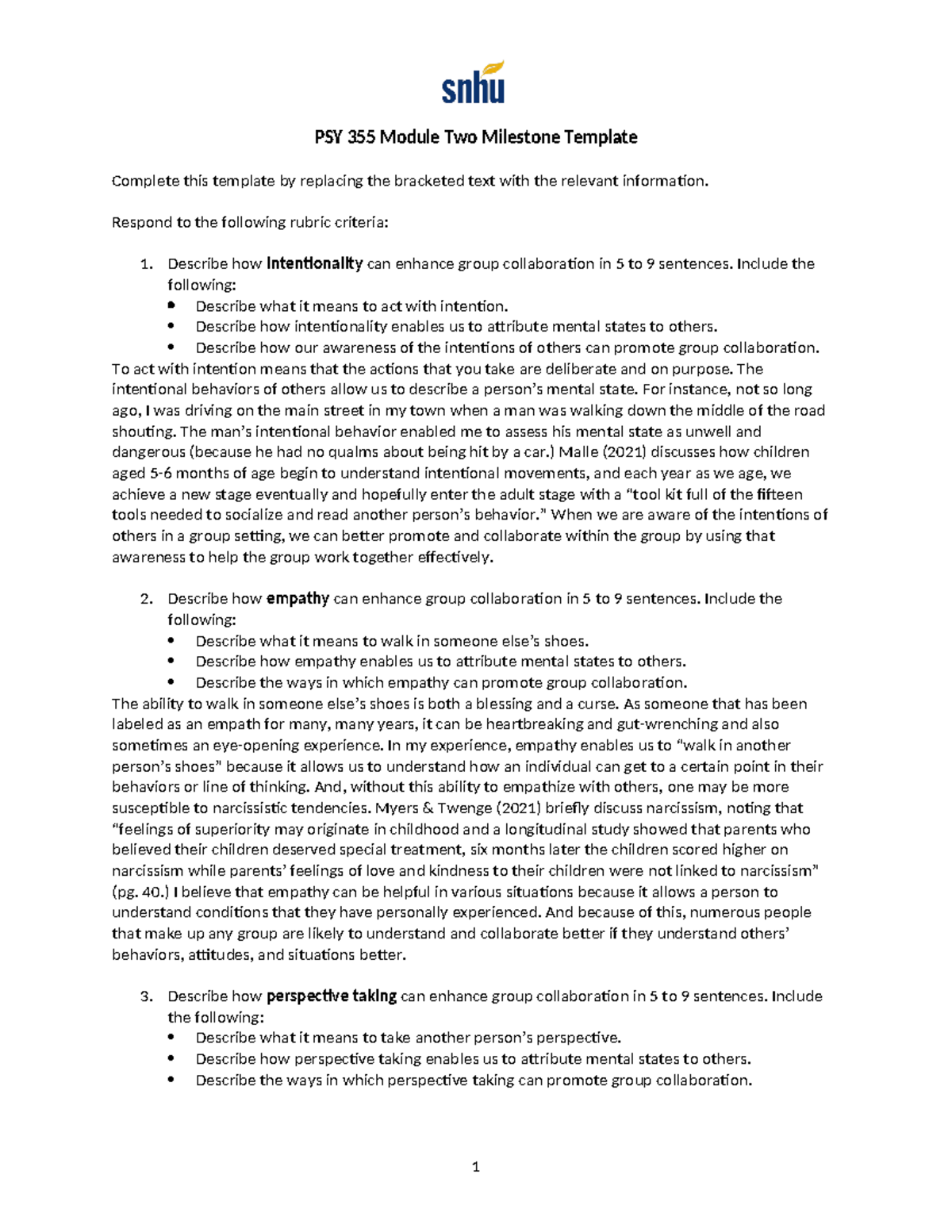 PSY 355 Module Two Milestone Template (Hugo) - PSY 355 Module Two ...