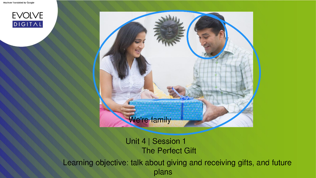 E2 U4 S1.pptx - MATERIAL DE PRACTICA - The Perfect Gift We're family Learning objective: talk ...