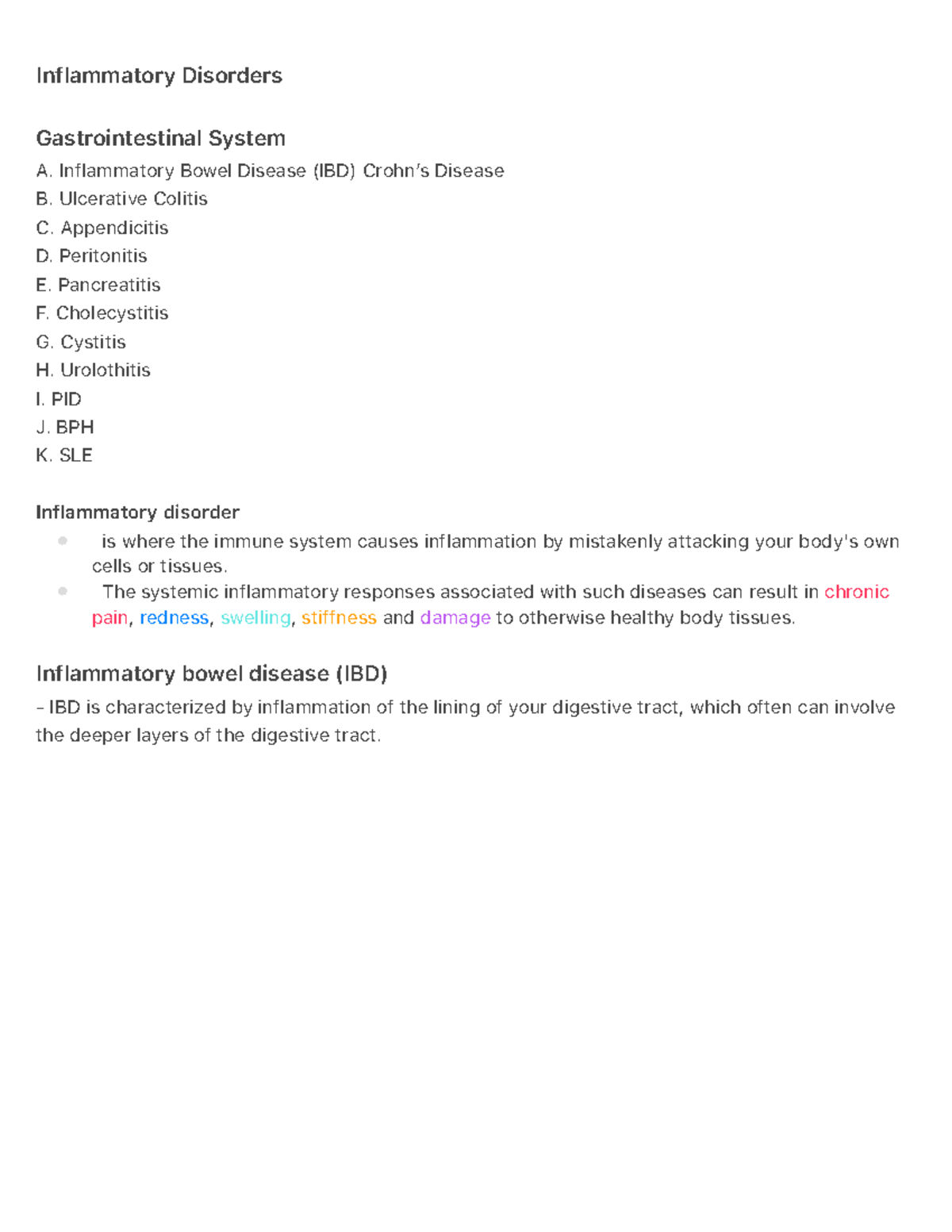 Inflammatory-Disorders - Inflammatory Disorders Gastrointestinal System ...