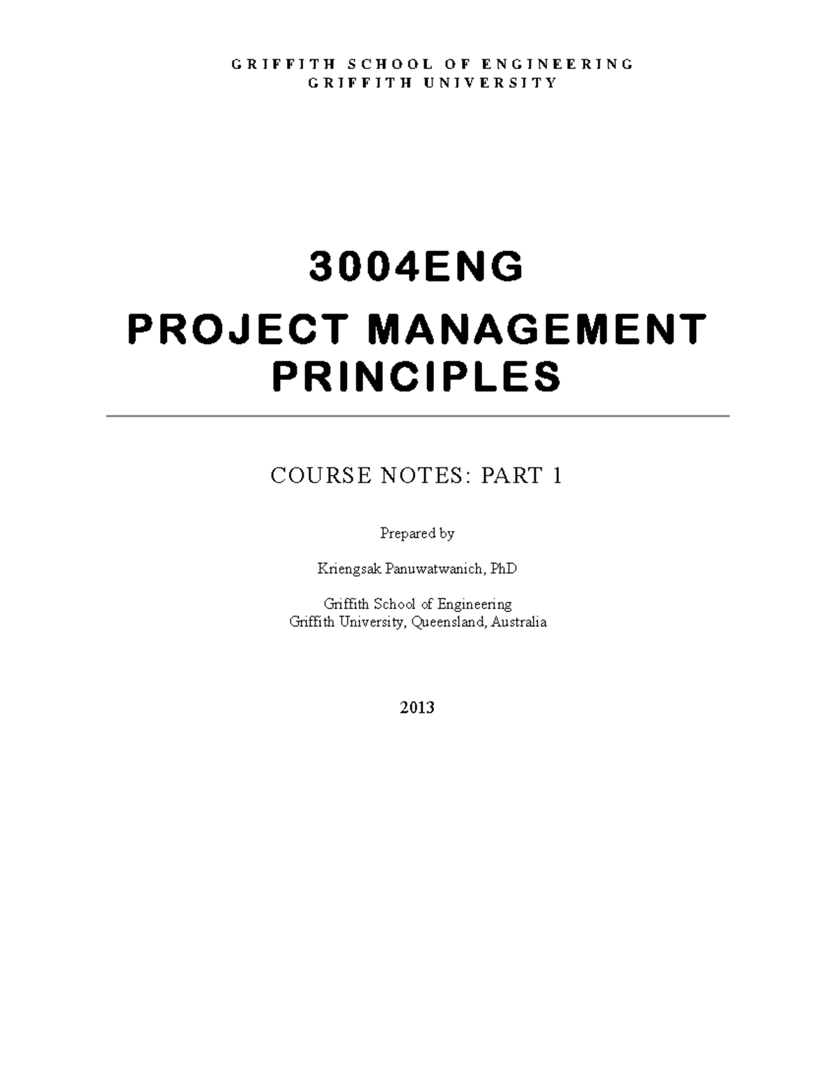 Lecture notes - project management principles course notes part 1 ...