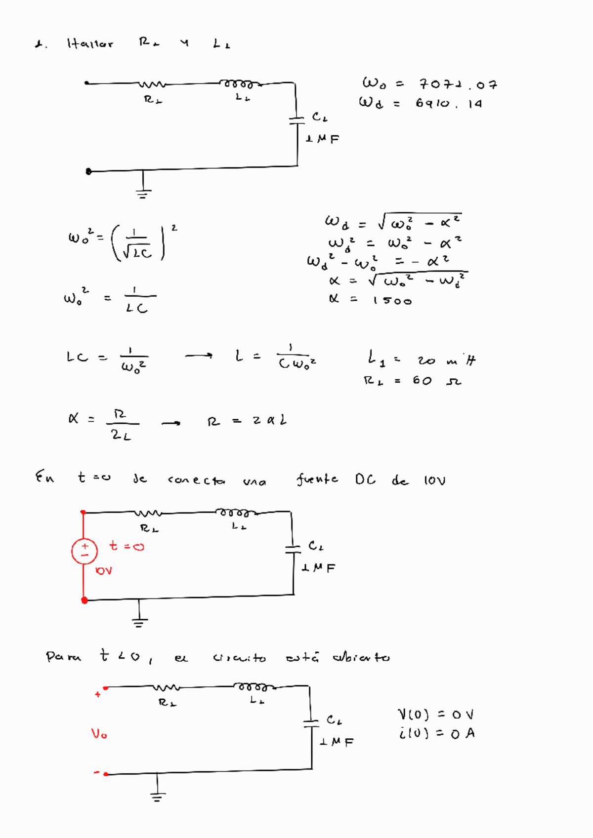 Circuitos RLC transitorios - d. Hallar R. 4 L1 mor Wo = 7071 R1 L1 Wd ...