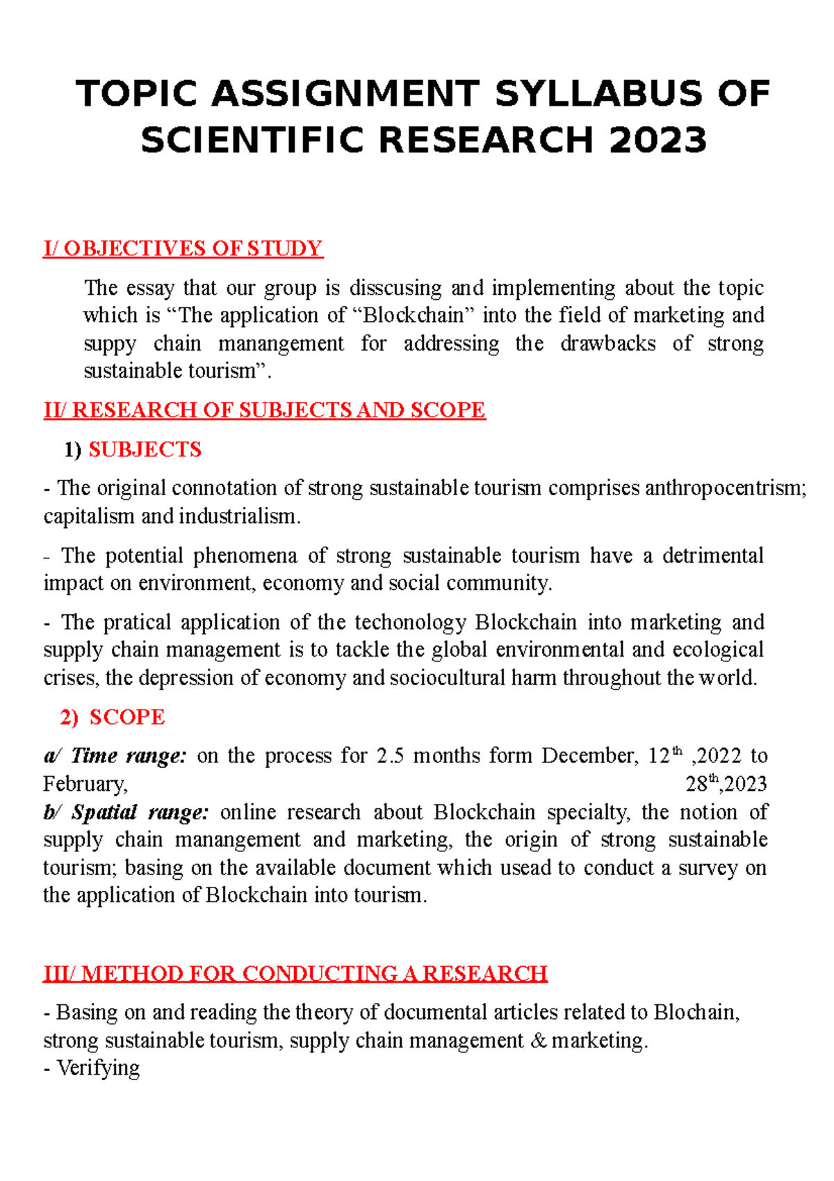 Topic Assignment Syllabus OF Scientific Research 2023 - TOPIC ...