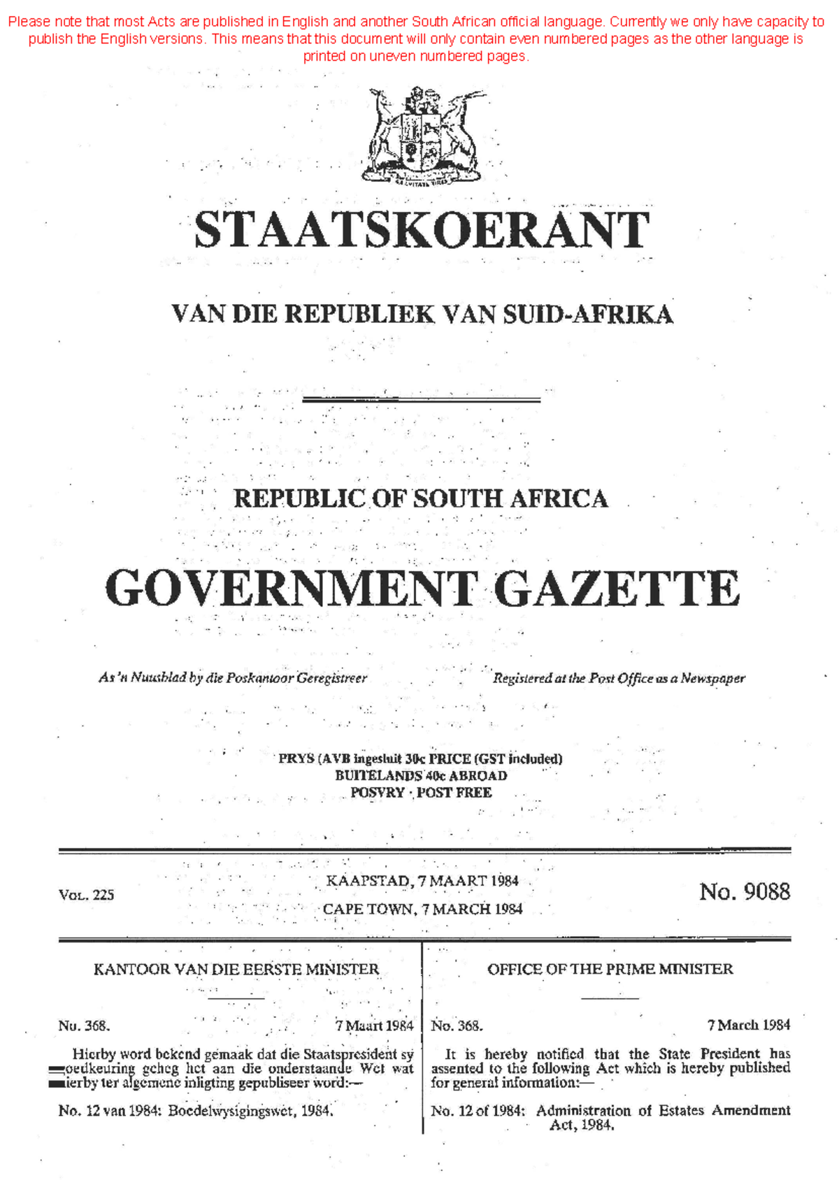 Administration of Estates Act 66 of 1965 - STAATSKOERANT VAN DIE ...