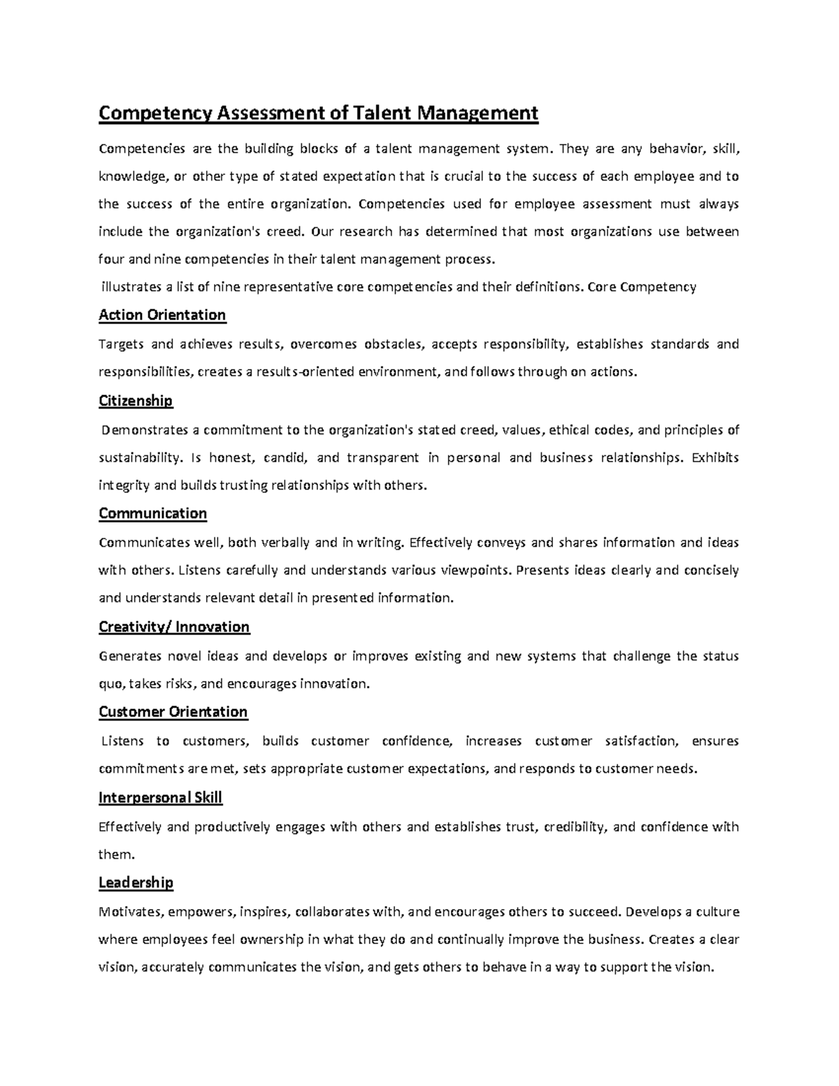 Competency pdf - Competency Assessment of Talent Management ...
