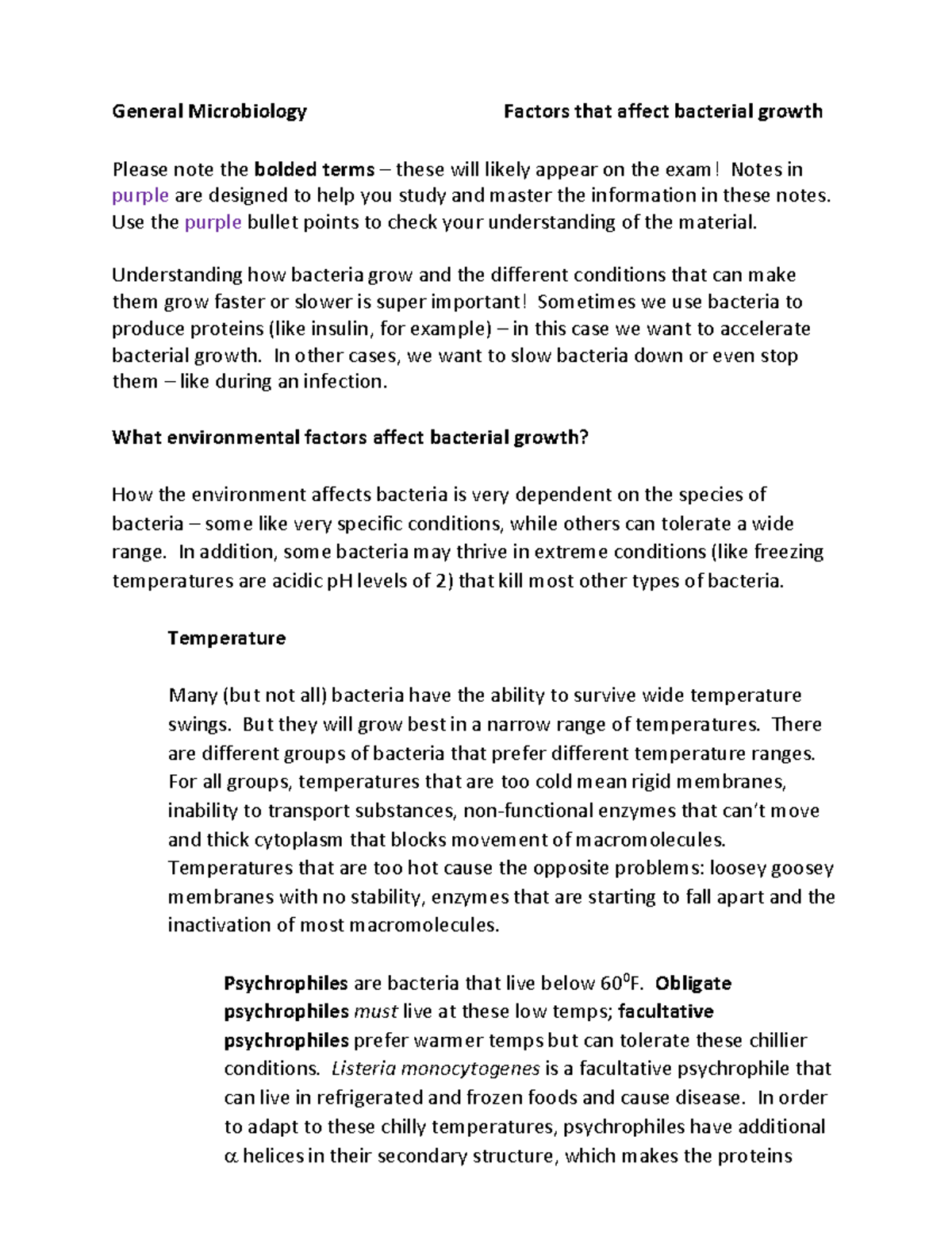 General Microbiology - Factors of Bacterial Growth p.1 - General ...