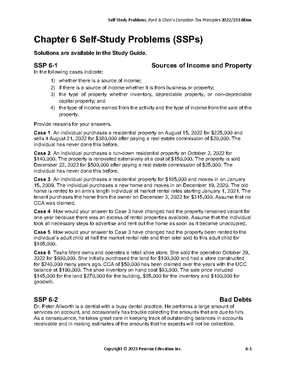 Chapter 6- Self Study Problem Questions - Chapter 6 Self-Study Problems ...