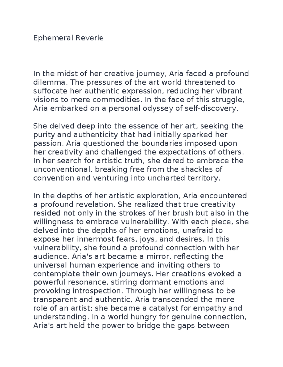 Ephemeral Reverie - notes - Ephemeral Reverie In the midst of her ...