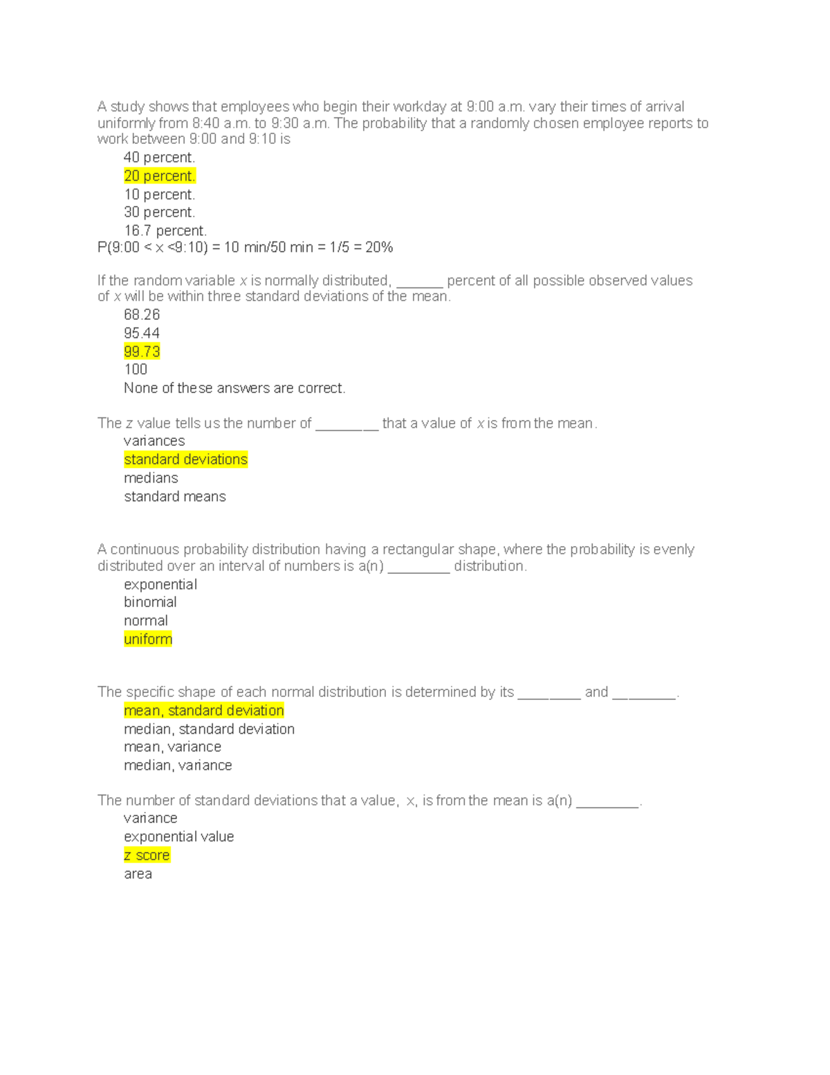 Chapter 7 - study guide - in class work - A study shows that employees ...