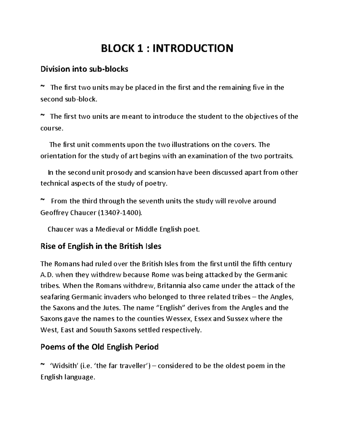 Block 1 Introduction - BLOCK 1 : INTRODUCTION Division into sub-blocks ...