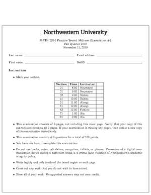 Math 220-1 Practice Test 4, Midterm 1 - Math 220-1, Fall 2020 Midterm 1 ...
