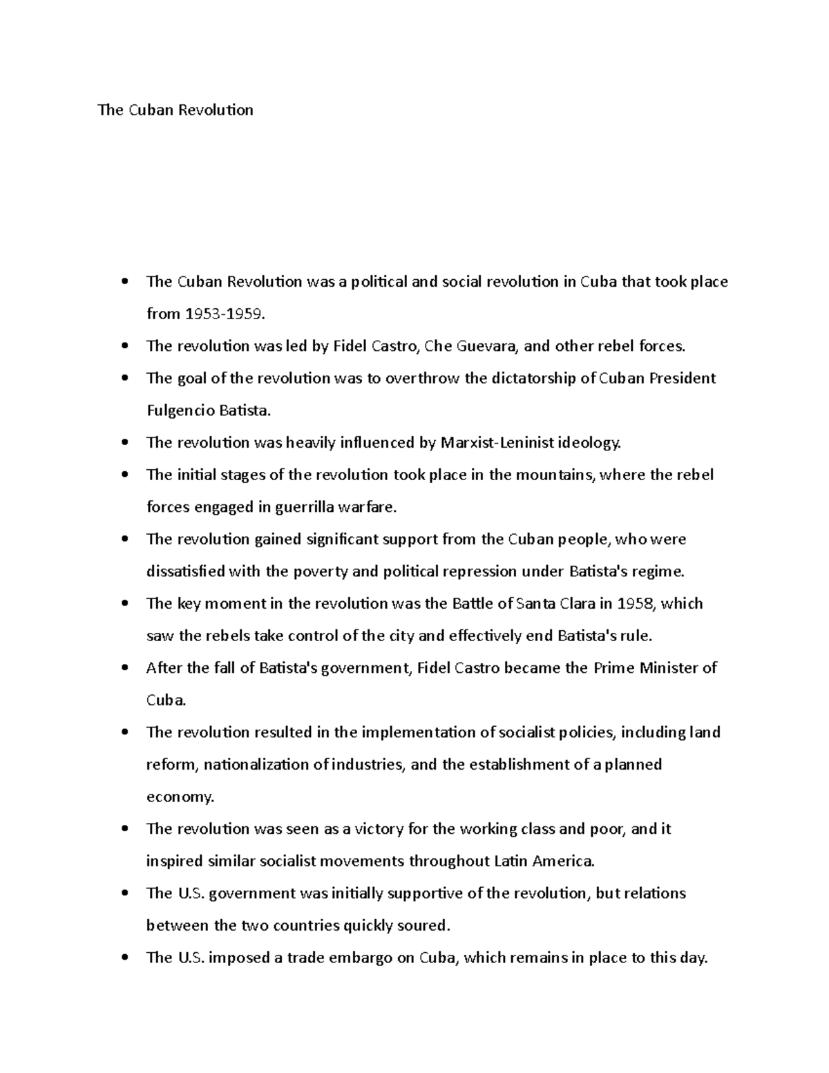 The Cuban Revolution - The revolution was led by Fidel Castro, Che ...