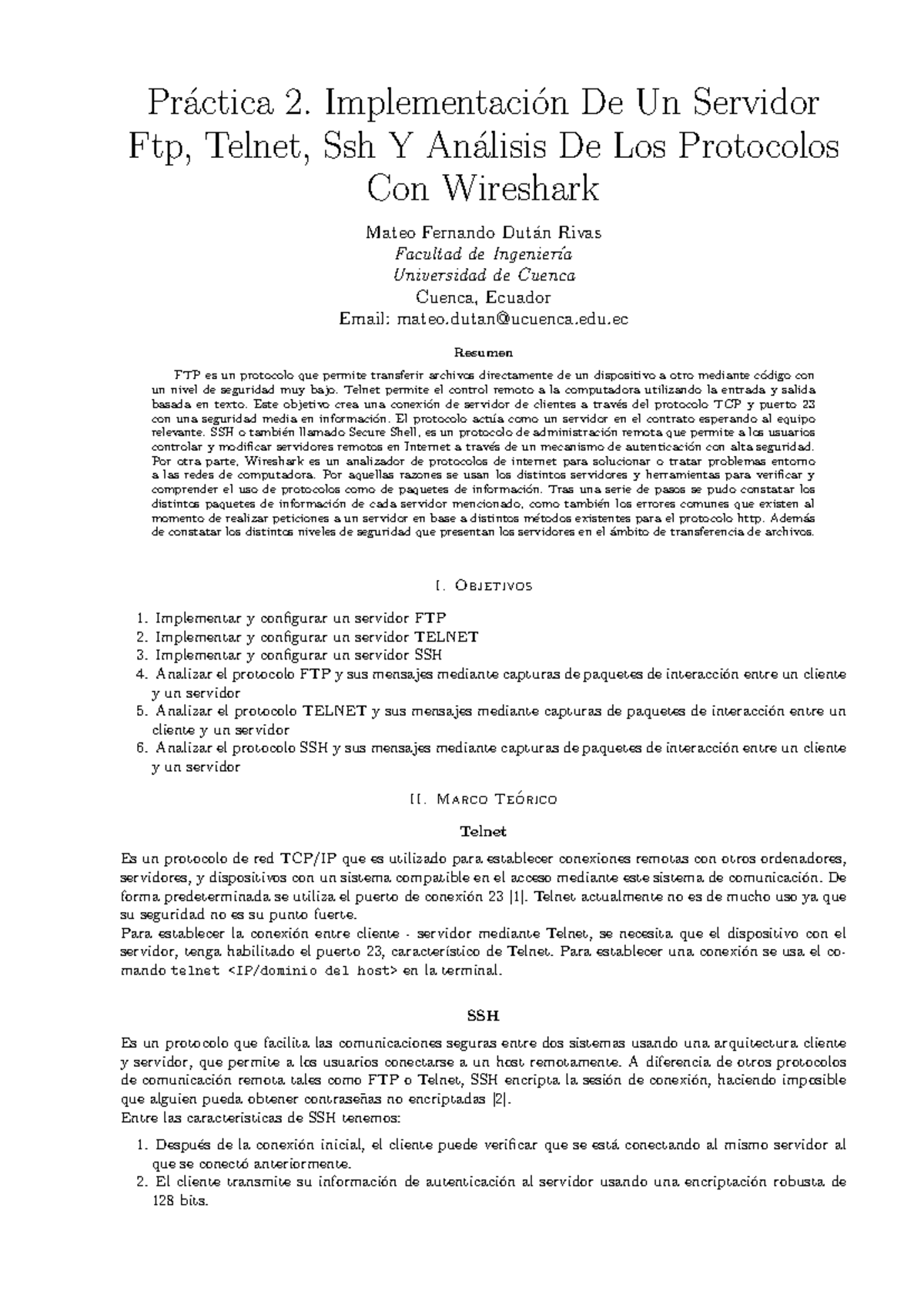 Informe Redes 2 - Practica - Pr ́actica 2. Implementaci ́on De Un ...