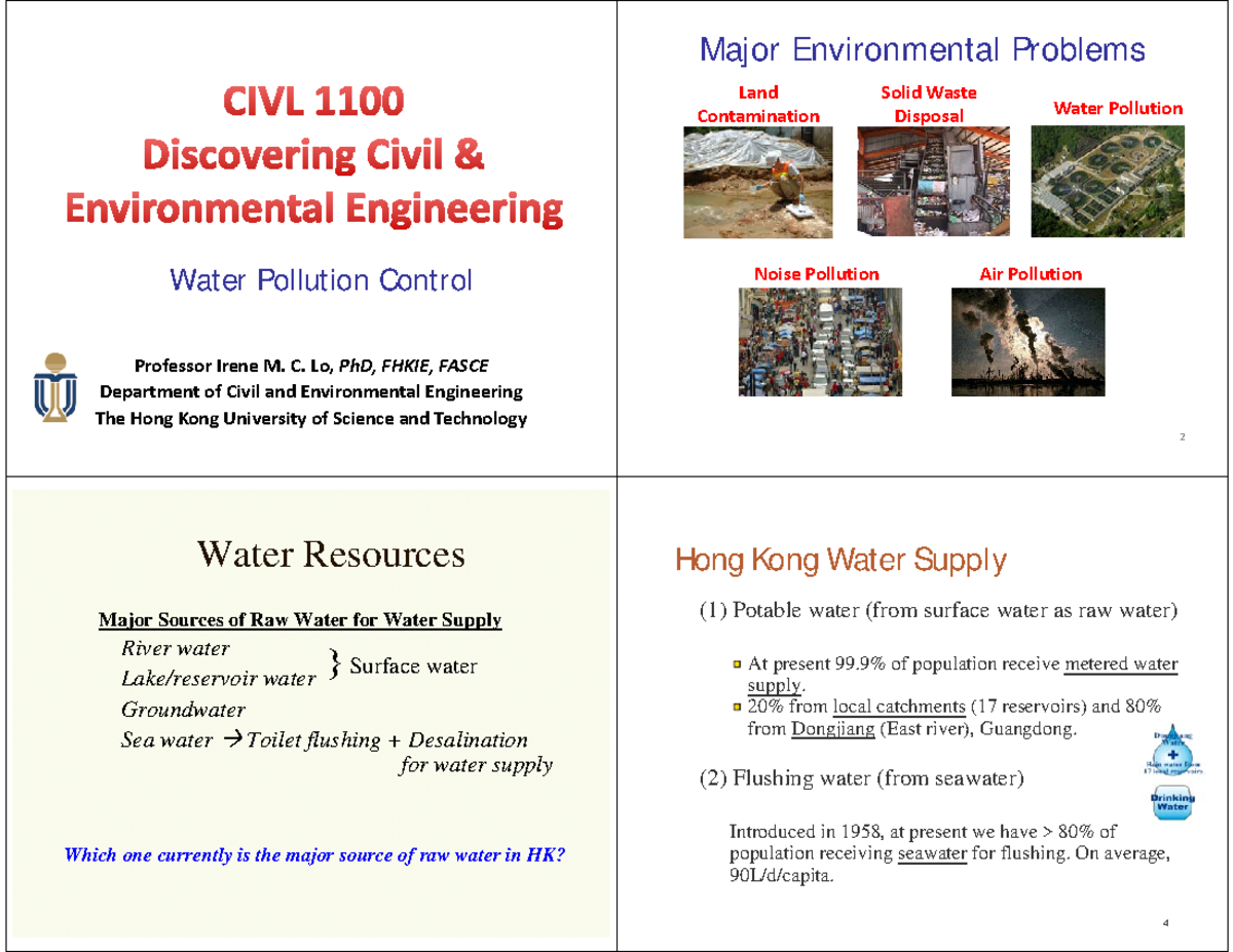 7. Water Pollution Control CIVL1100 13 Oct 2016 - Water Pollution ...