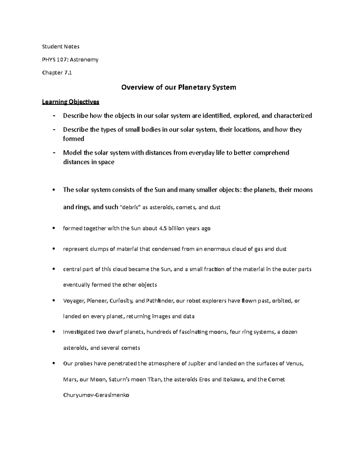 Chapter 7-1 PHYS 107 - notes - Student Notes PHYS 107: Astronomy ...