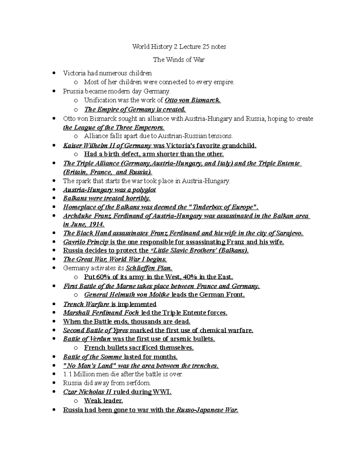 World History 2 final notes - World History 2 Lecture 25 notes The ...