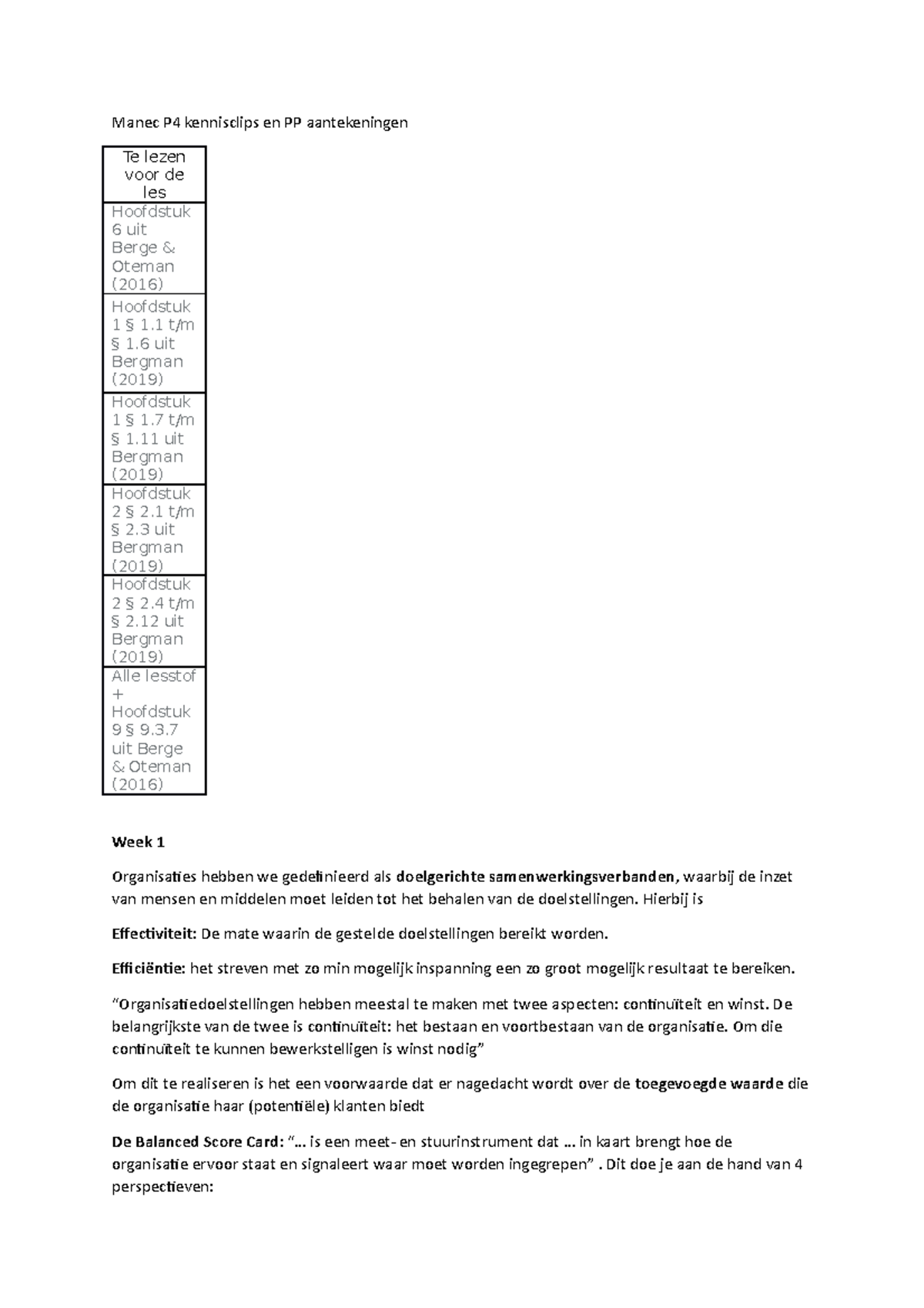 Samenvatting Manec II P4 - Manec P4 kennisclips en PP aantekeningen Te ...