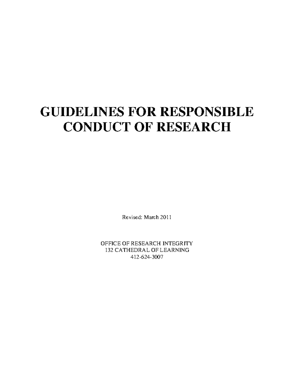 Guidelines for responsible conduct of research - GUIDELINES FOR ...