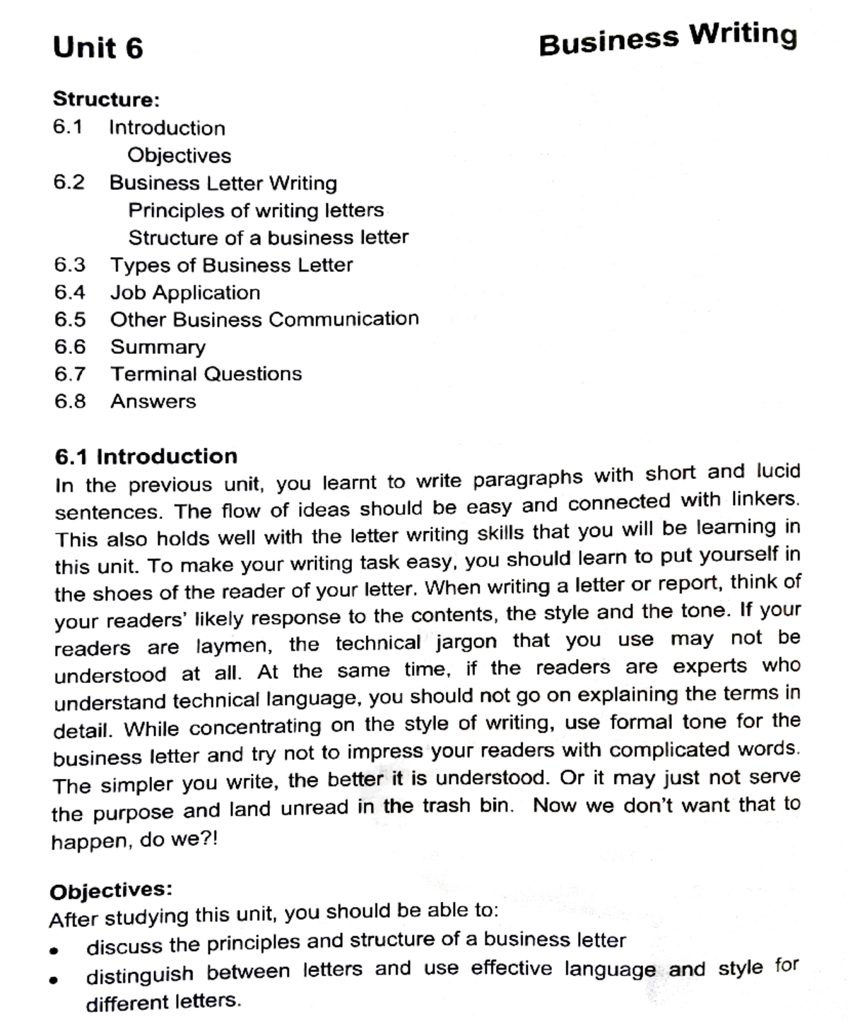 Business Writing - Unit 6 Business Writing Structure: 6 Introduction ...