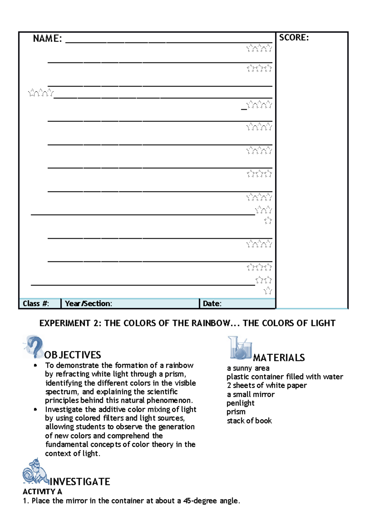 Science 8 1st experiment 2 the colors of the rainbow the colors of ...