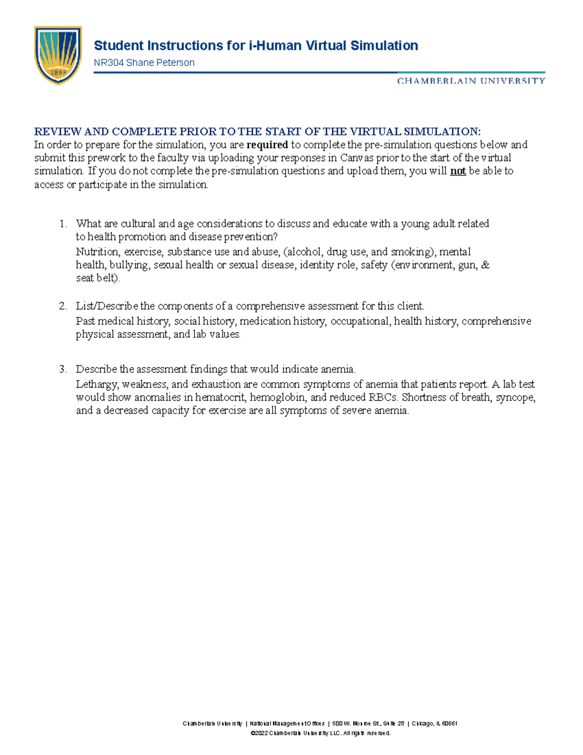 Ihuman week7 - i human - REVIEW AND COMPLETE PRIOR TO THE START OF THE ...