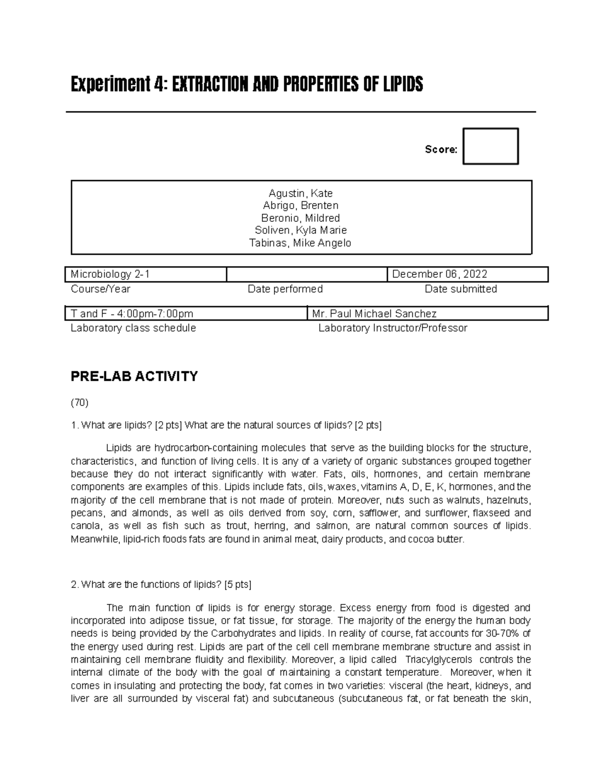 Experiment-6-70 - Answers to activity questions and observations ...