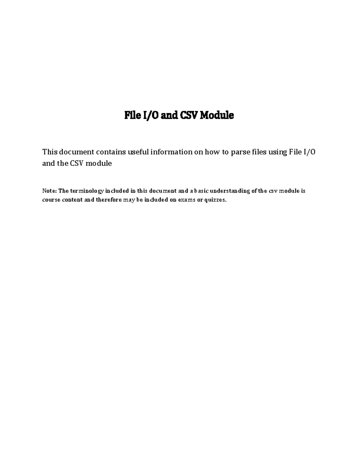 5 File I O And Csv Module File Io And Csv Module This Document Contains Useful Information 