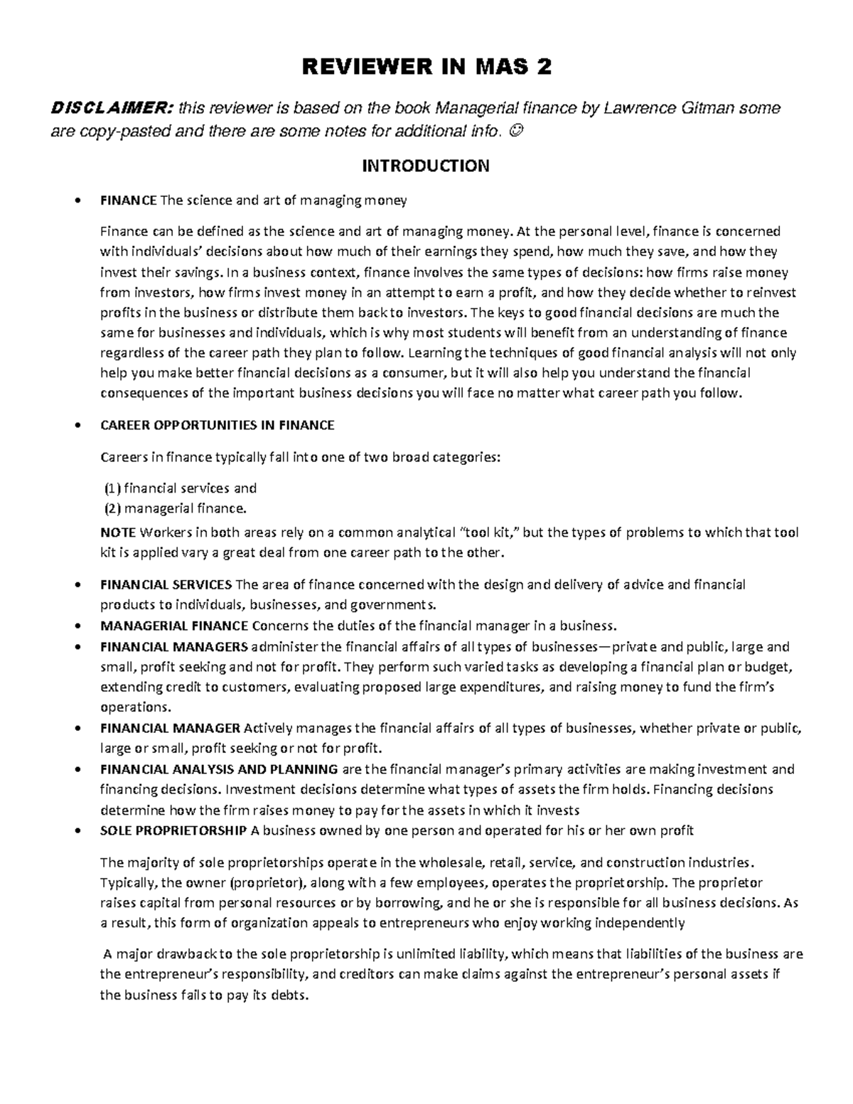 Reviewer IN MAS 2 - REVIEWER IN MAS 2 DISCLAIMER: this reviewer is ...