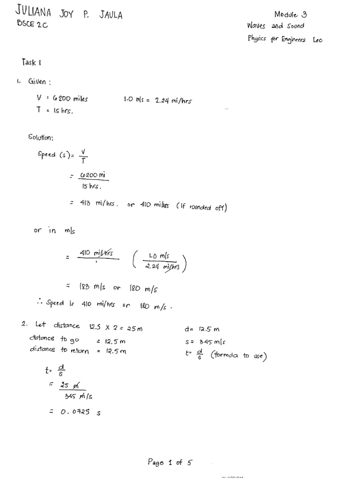 Physics for engineerings LEC Module no. 3 - Bachelor of Civil ...