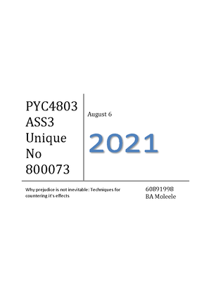 PYC4803 Assignment 02 - 2023 - PYC4803 ASSIGNMENT 02 QUESTIONS: 2023 ...