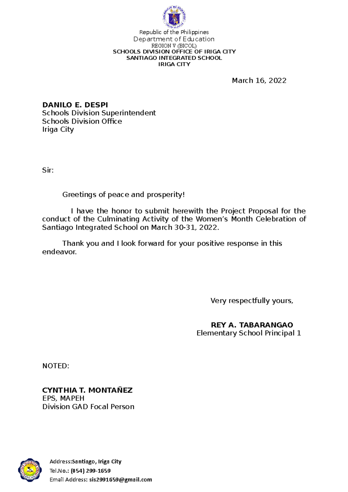 GAD-PROP - sample draft - Department of Education REGION V (BICOL ...