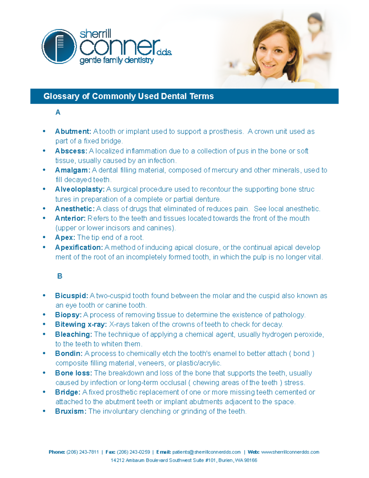 Glossary of dental terms - A - Abutment: A tooth or implant used to ...