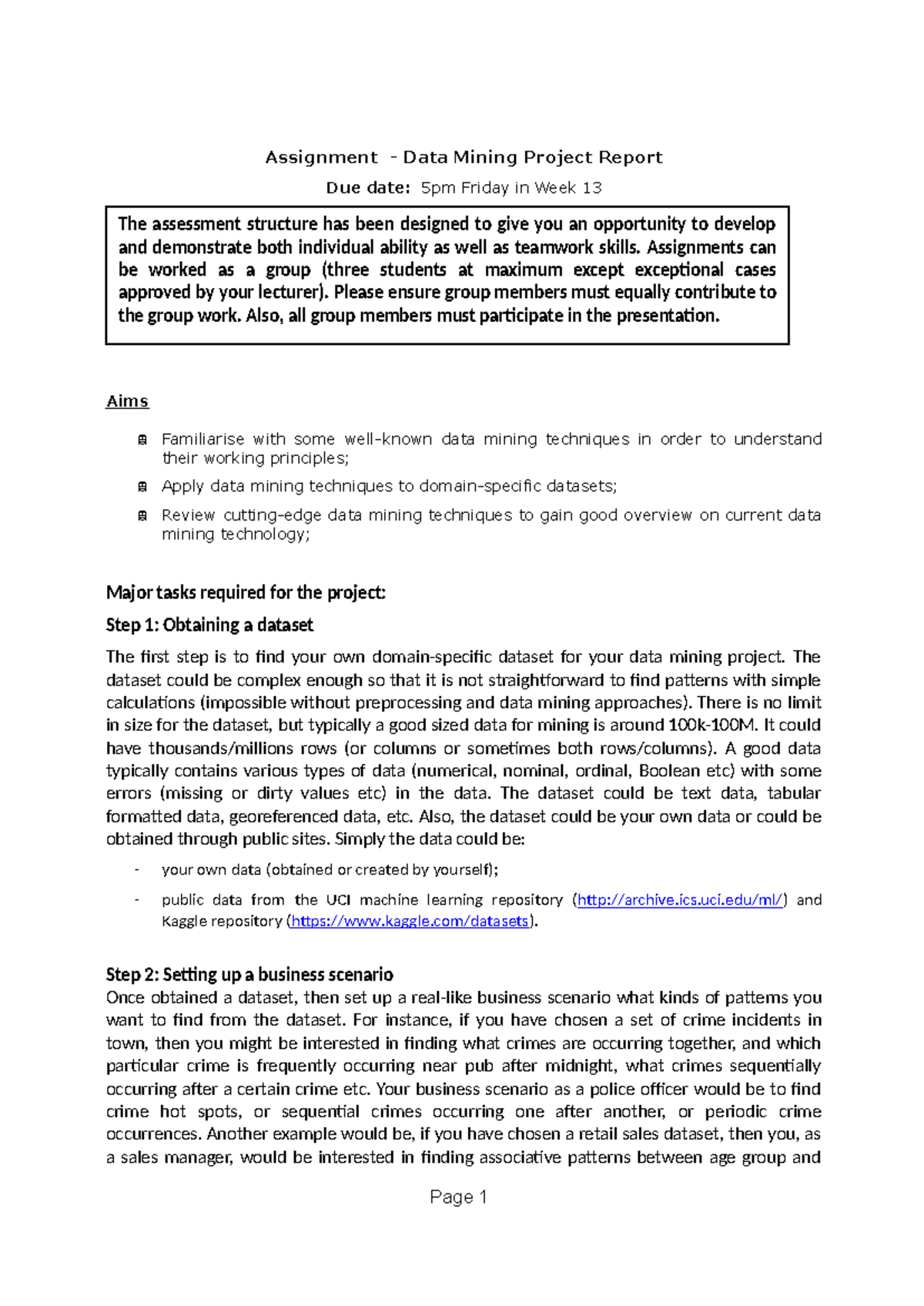 CP3403 Assignment SP1 2022 - Assignment - Data Mining Project Report Due date: 5pm Friday in ...