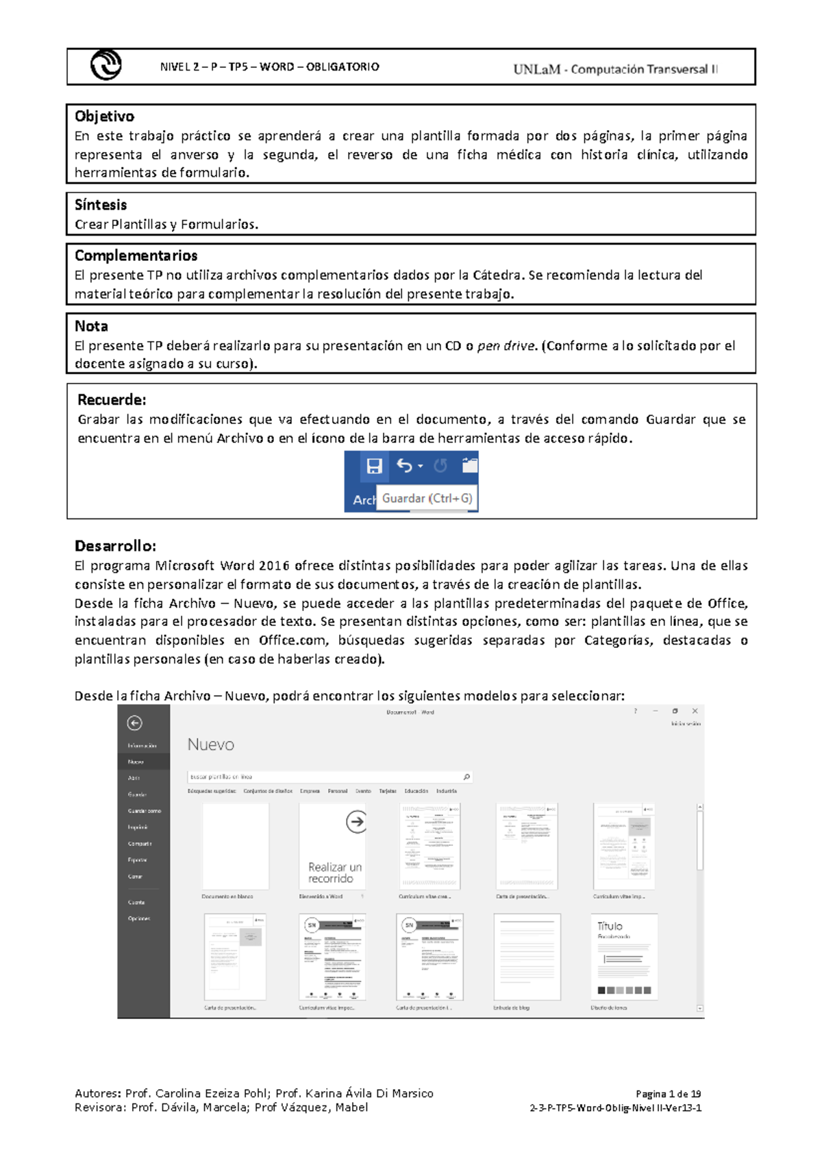 2 3 P TP5 Word Oblig Nivel II Ver13 1 - NIVEL 2 – P – TP5 – WORD – OBLIGATORIO Objetivo En este ...