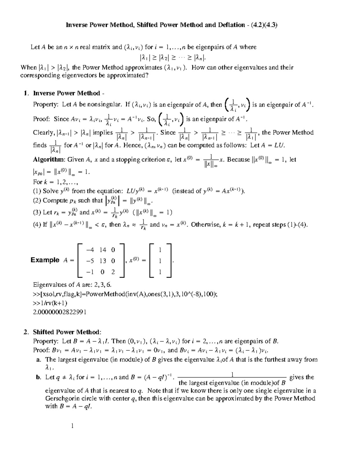 Lect4 2 - Mathematics - Inverse Power Method , Shifted Power Method and ...