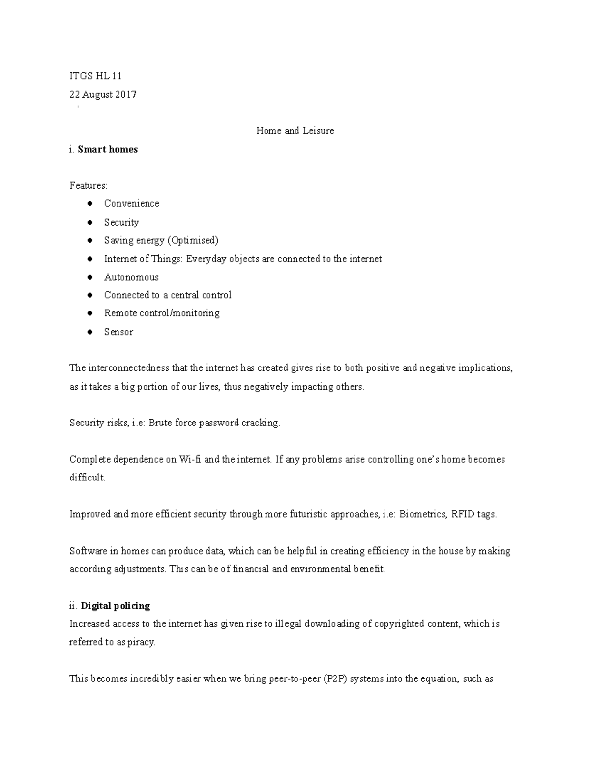 Home and Leisure - Lecture notes for Title topic - ITGS HL 11 22 August ...