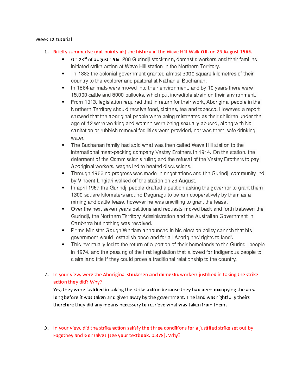 Week 12 tutorial questions - Week 12 tutorial 1. Briefly summarise (dot ...