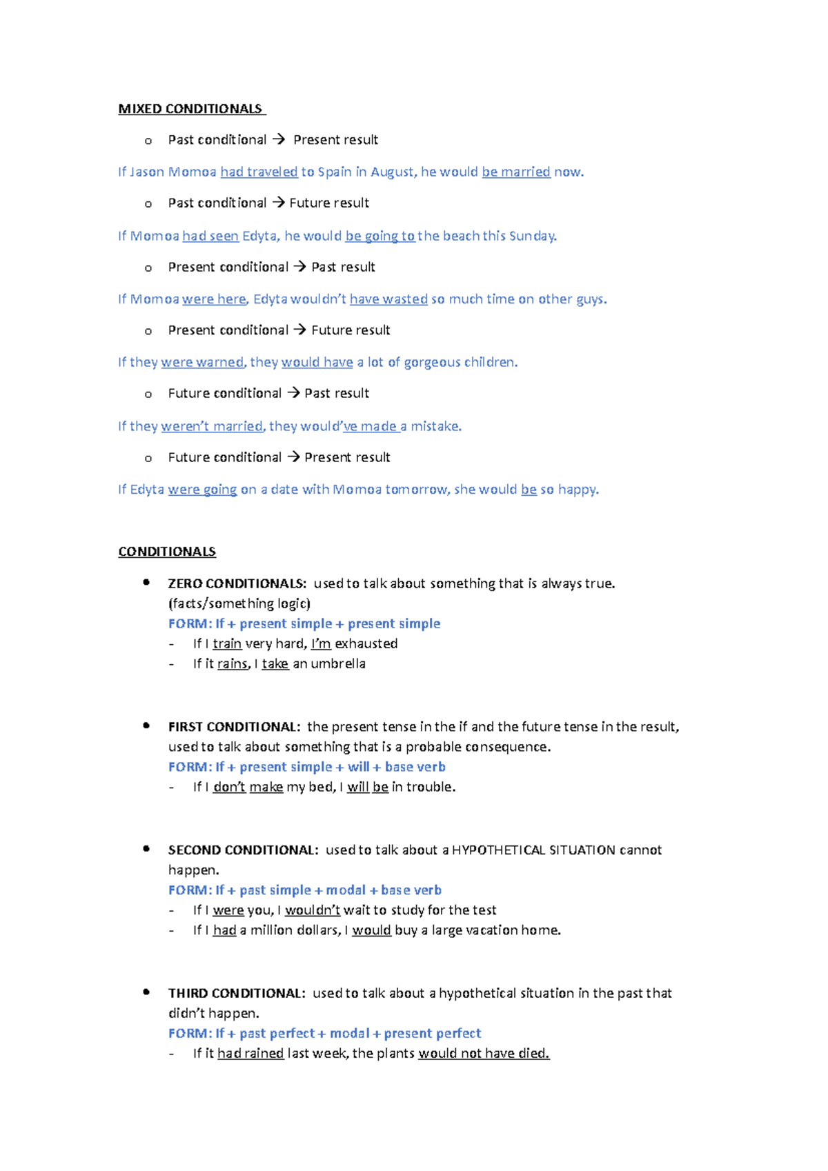 Conditionals - MIXED CONDITIONALS o Past conditional Present result If ...