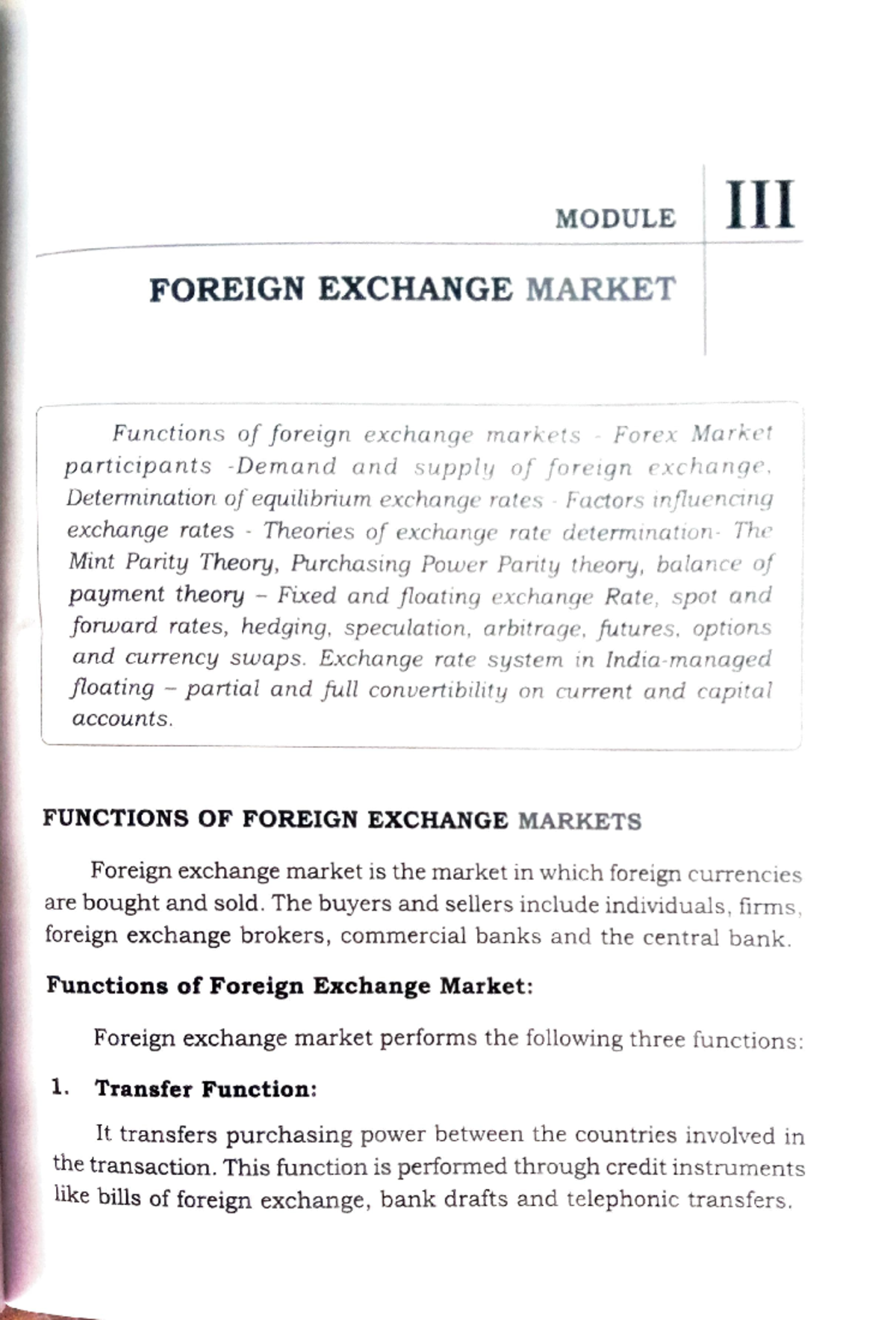 Foreign exchange - MODULE III FOREIGN EXCHANGE MARKET Functions offorei ...