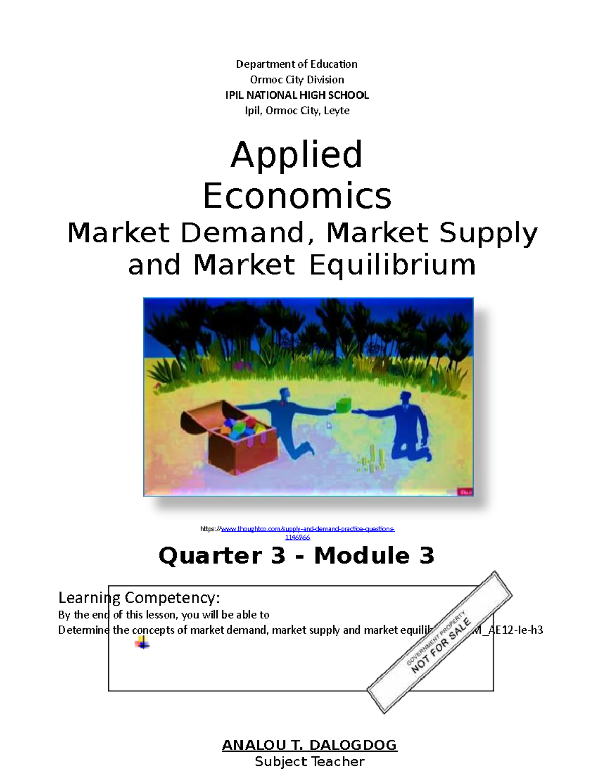Applied Econ Wks 56 Module 3 - Learning Competency: By the end of this ...