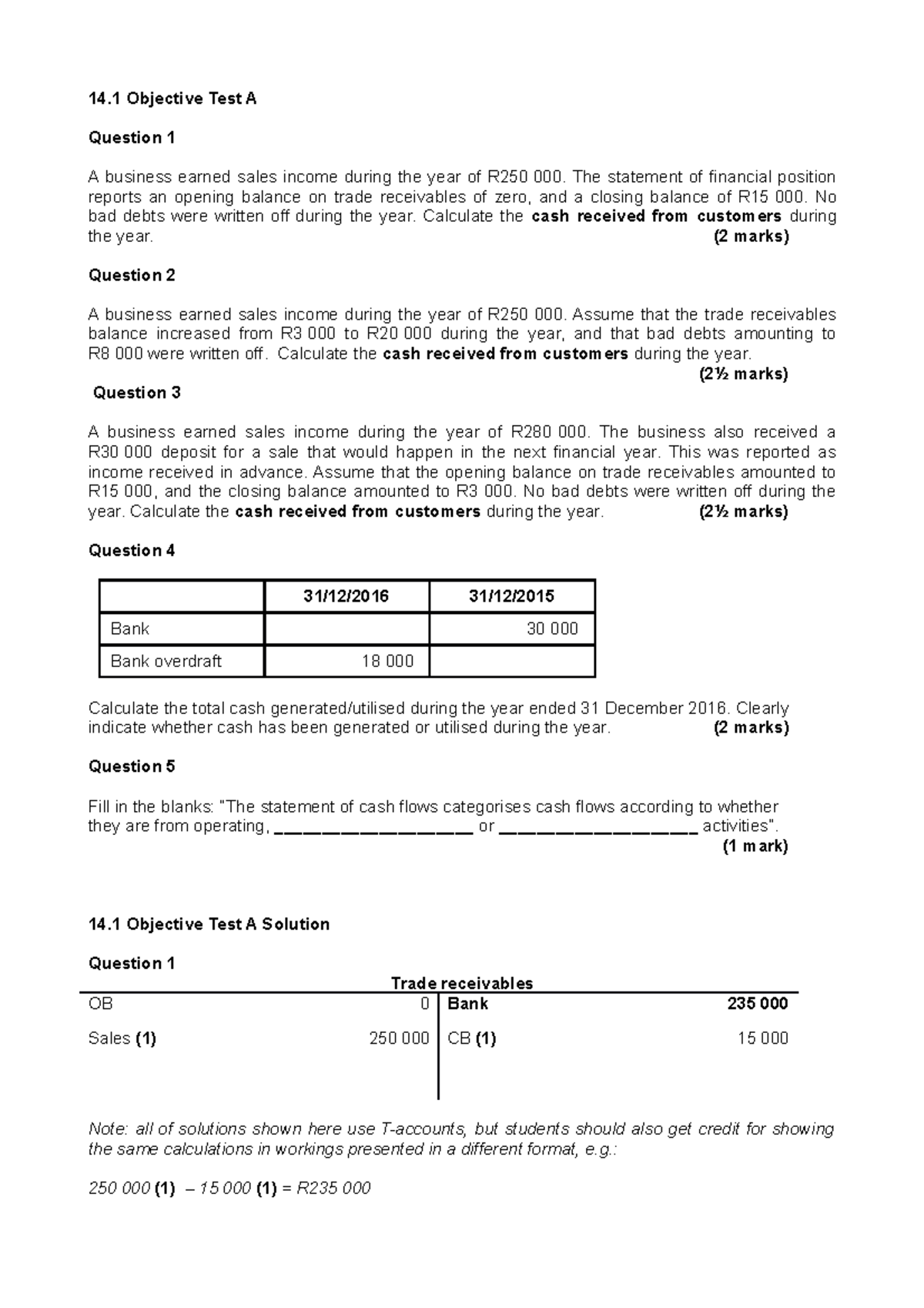 Chapter 14 students activities - 14 Objective Test A Question 1 A ...