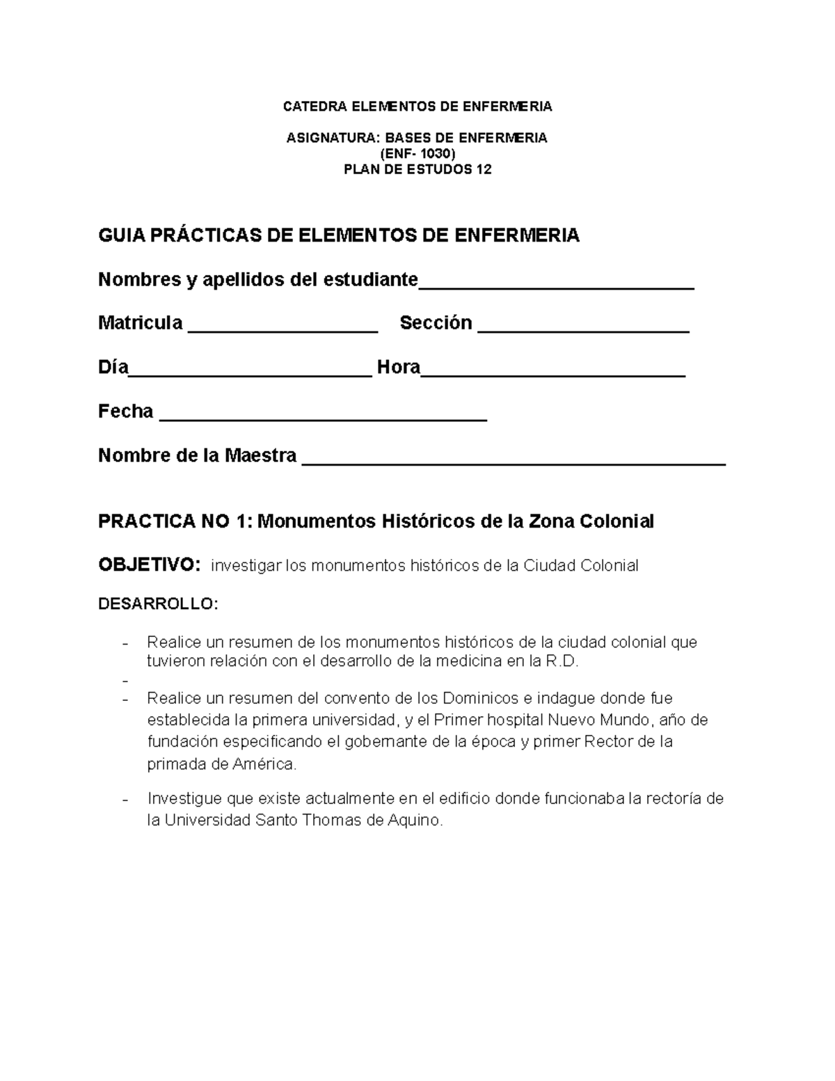 GUIA Practicas ENF-103 Bases DE ENF - CATEDRA ELEMENTOS DE ENFERMERIA ... GUIA Practicas ENF-103 Bases DE ENF - CATEDRA ELEMENTOS DE ENFERMERIA ...